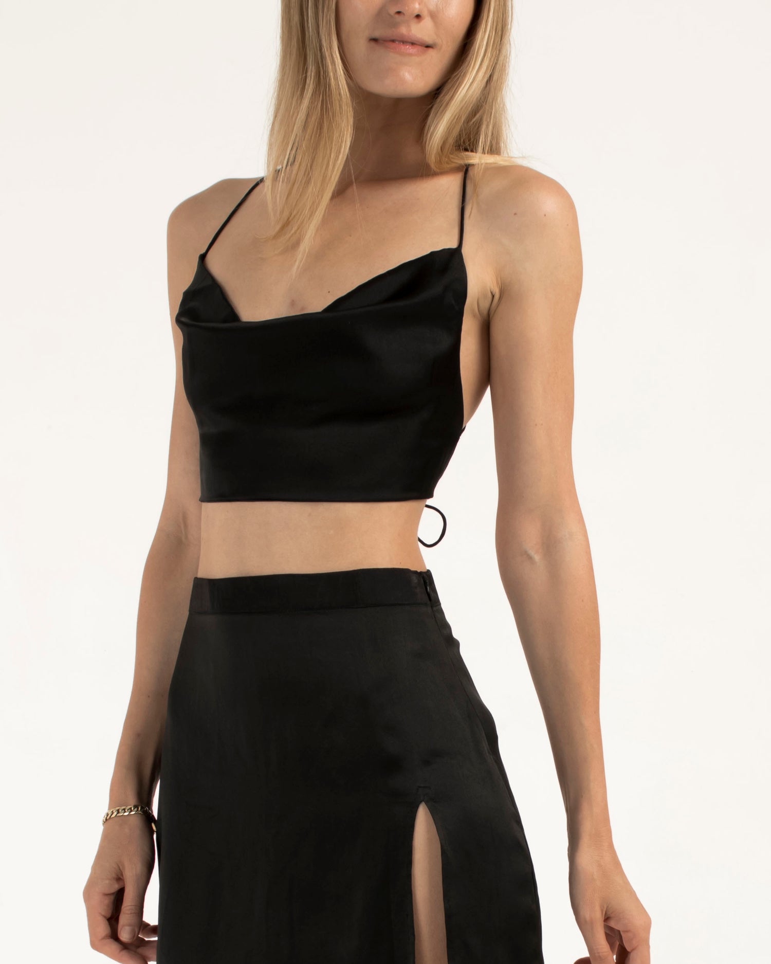 The Anna Top | Silk Cowl-Neck Crop Top - Generation of Saints